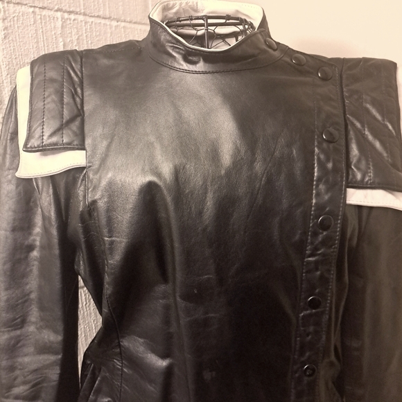 no brand | Jackets & Coats | Vintage Black And White Leather Jacket ...